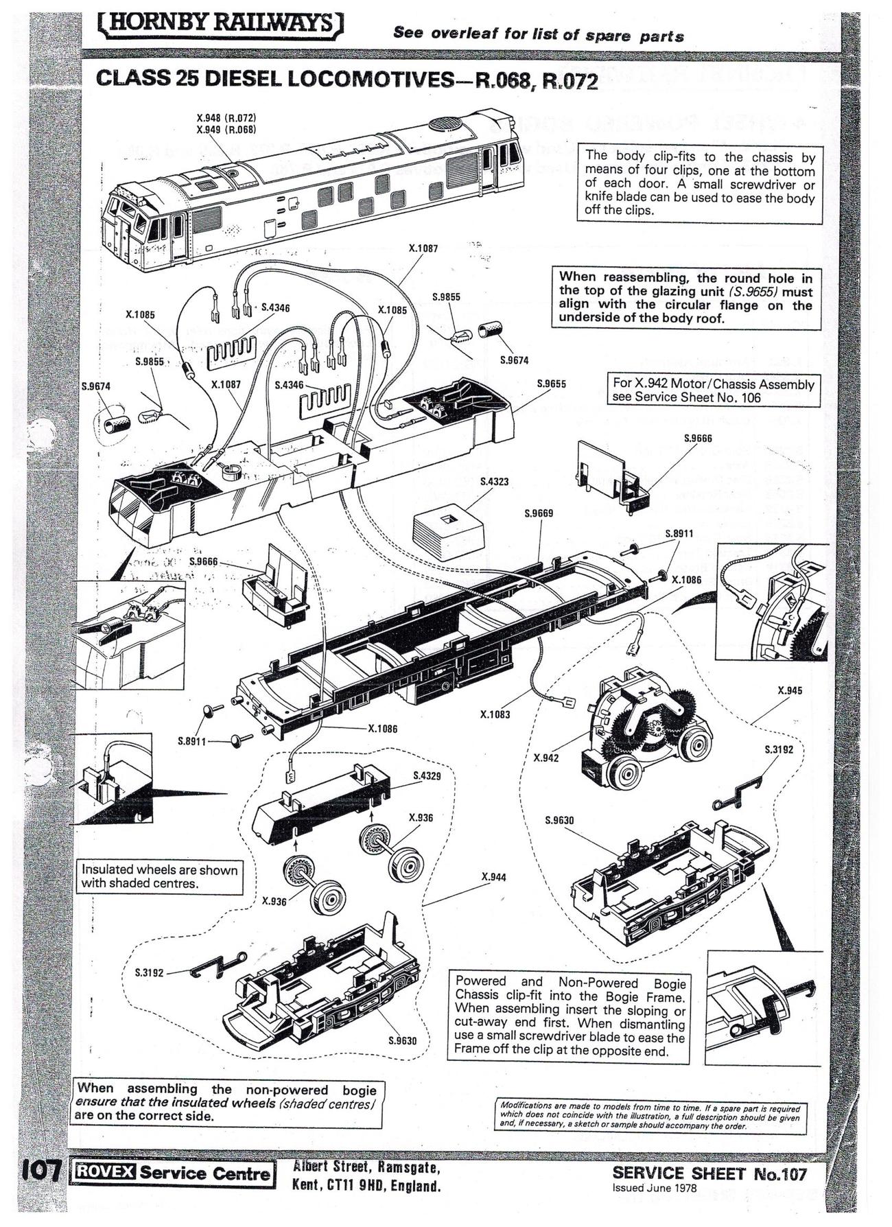 Service Sheets | Model Train Spare Parts selling Hornby Train Spare ...