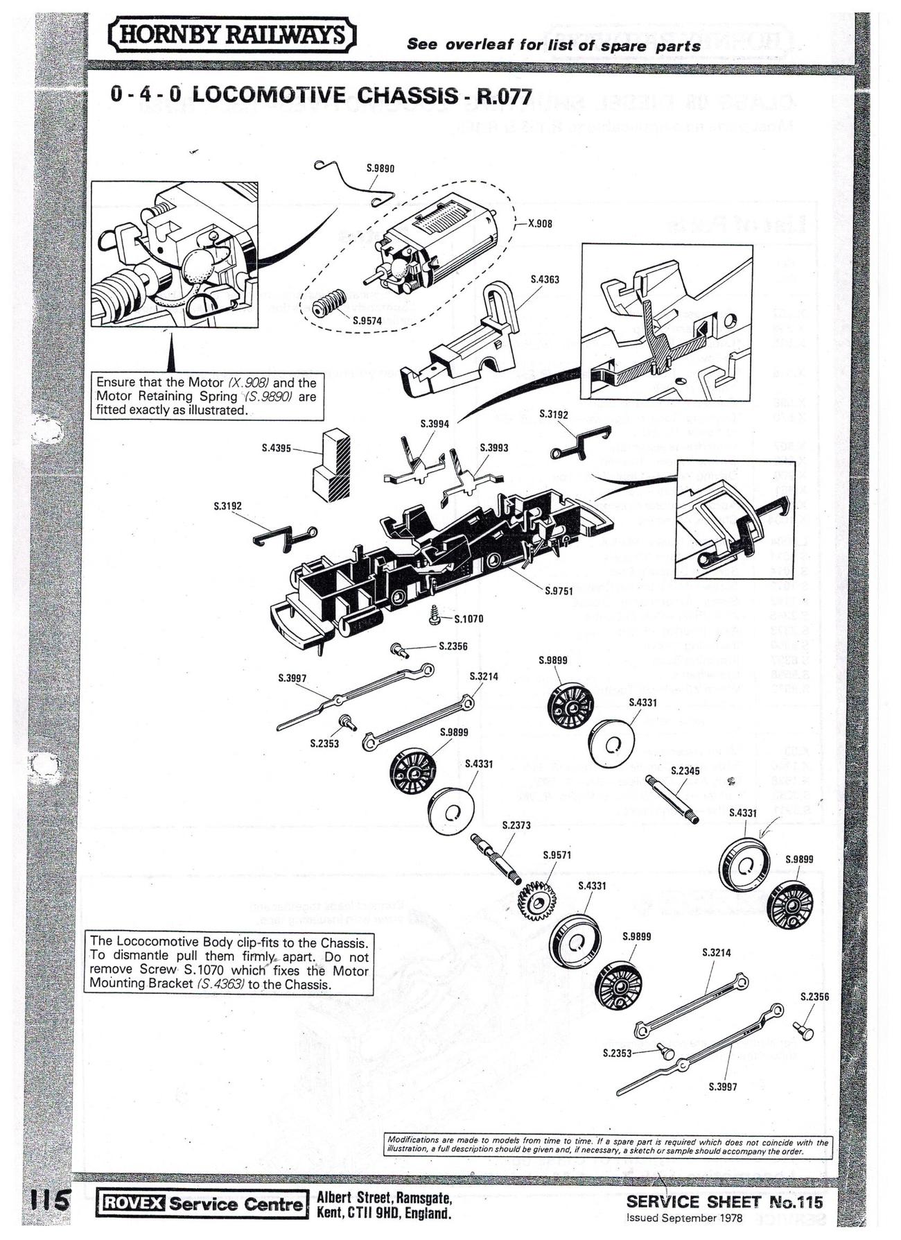 Service Sheets | Model Train Spare Parts selling Hornby Train Spare ...