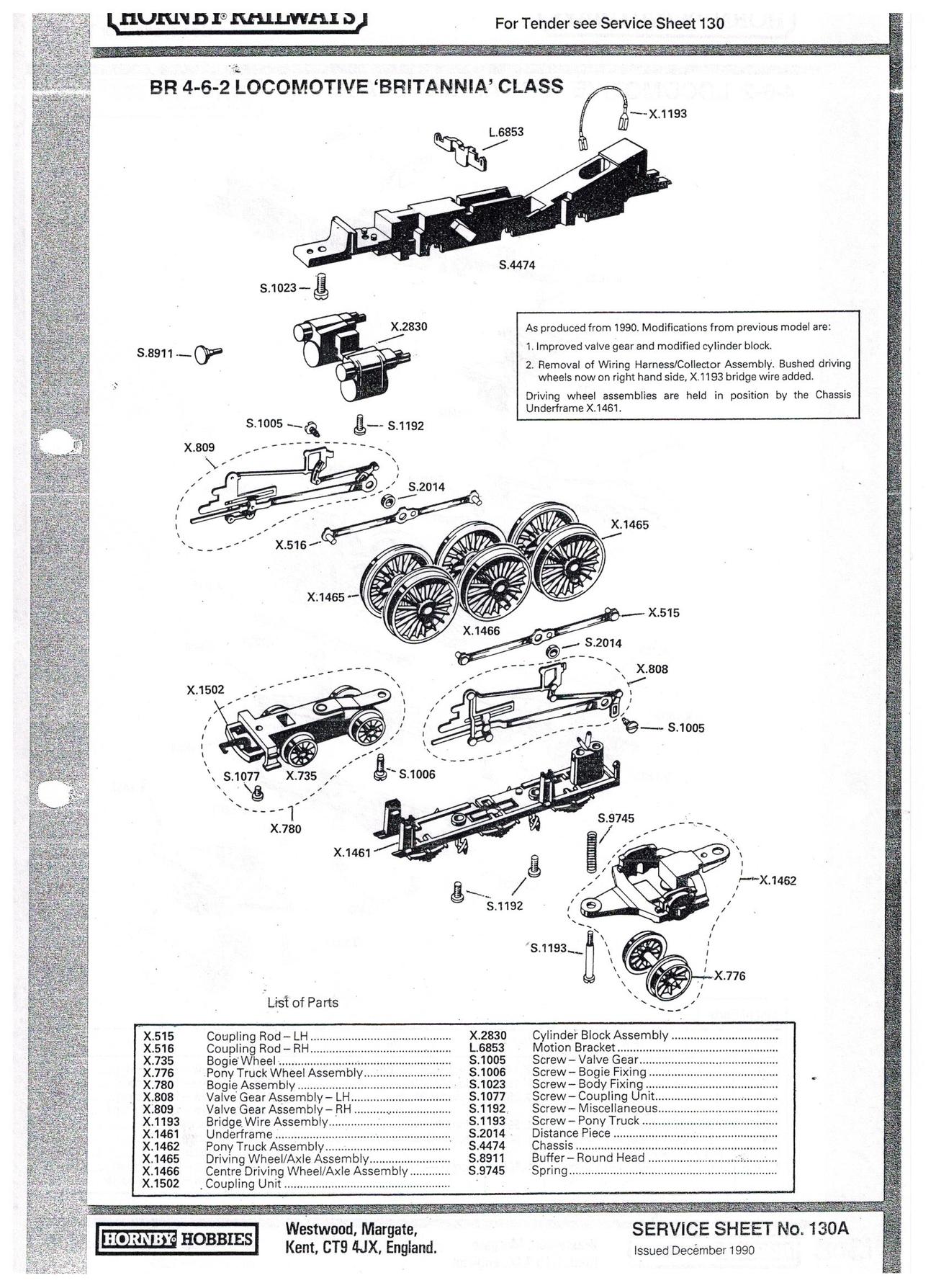 Service Sheets | Model Train Spare Parts selling Hornby Train Spare ...