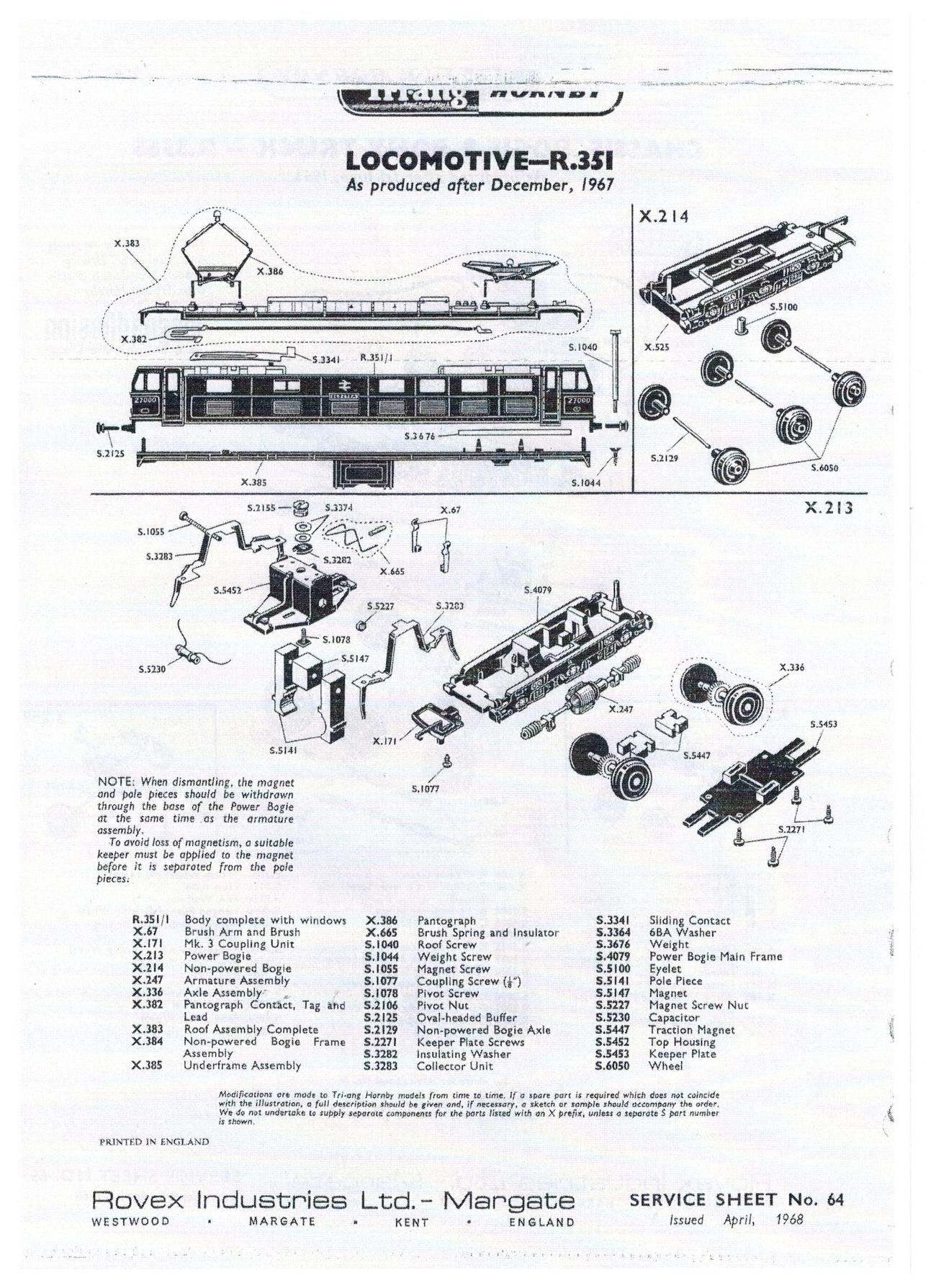 Service Sheets | Model Train Spare Parts selling Hornby Train Spare ...
