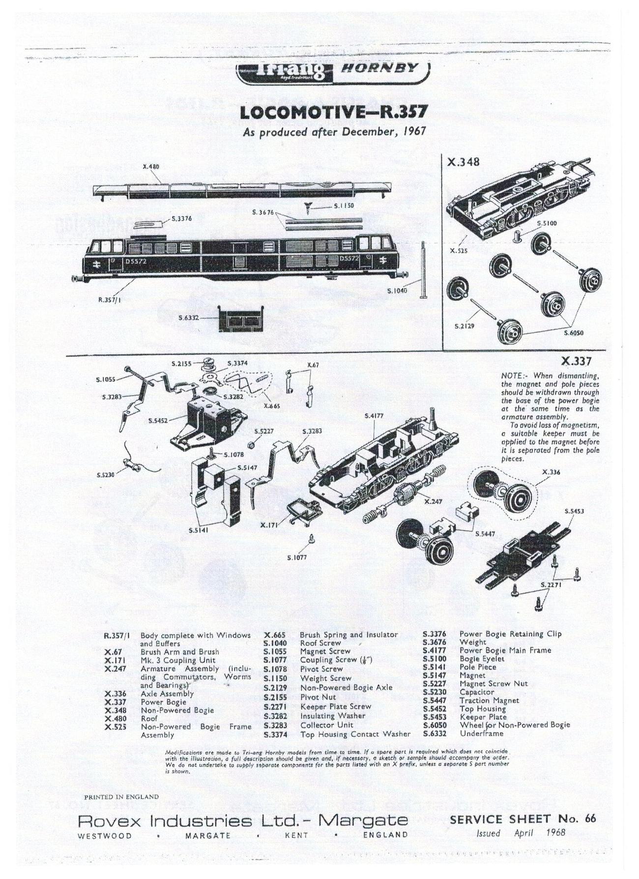 Service Sheets | Model Train Spare Parts selling Hornby Train Spare ...