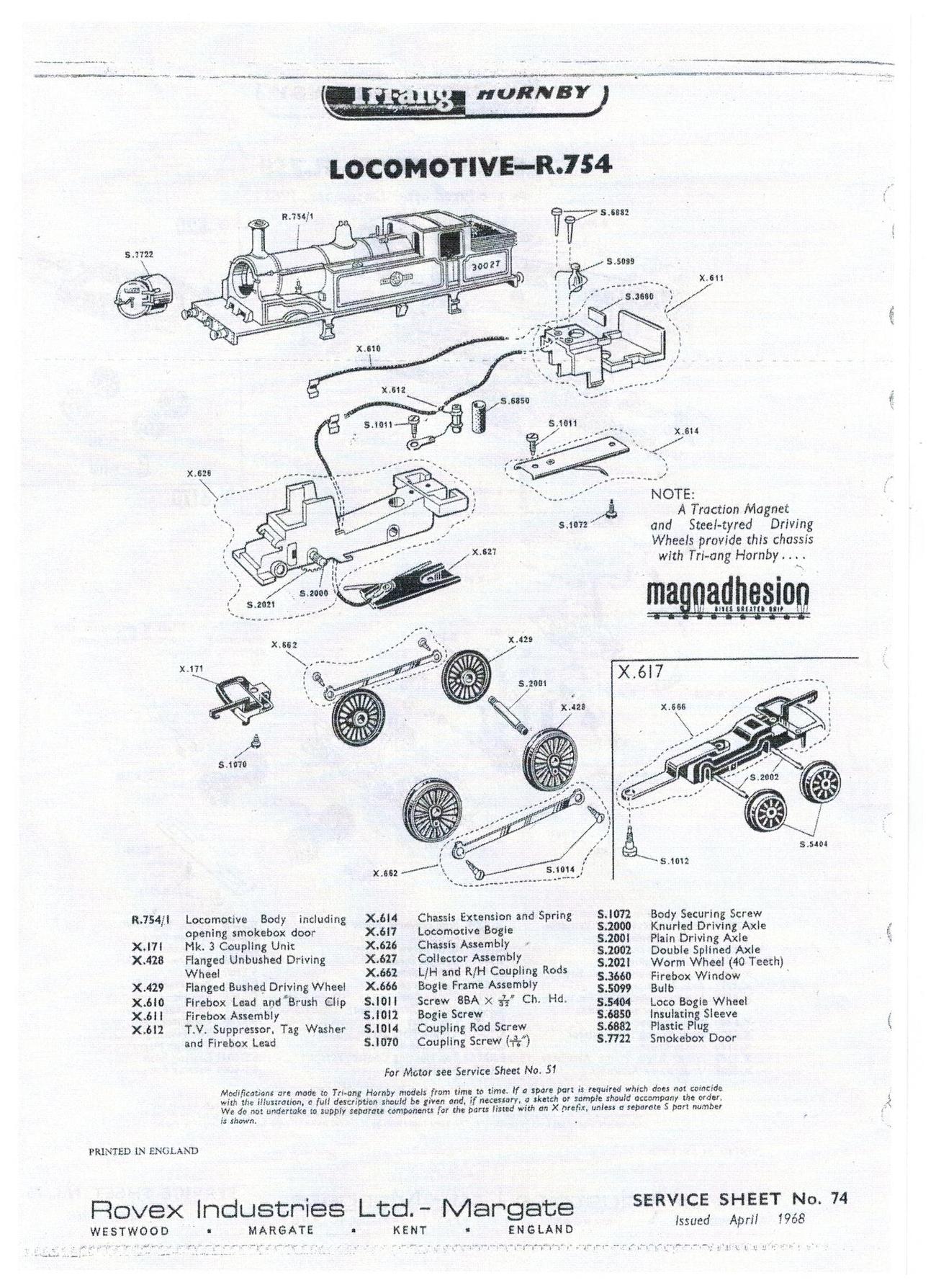 Service Sheets | Model Train Spare Parts selling Hornby Train Spare ...