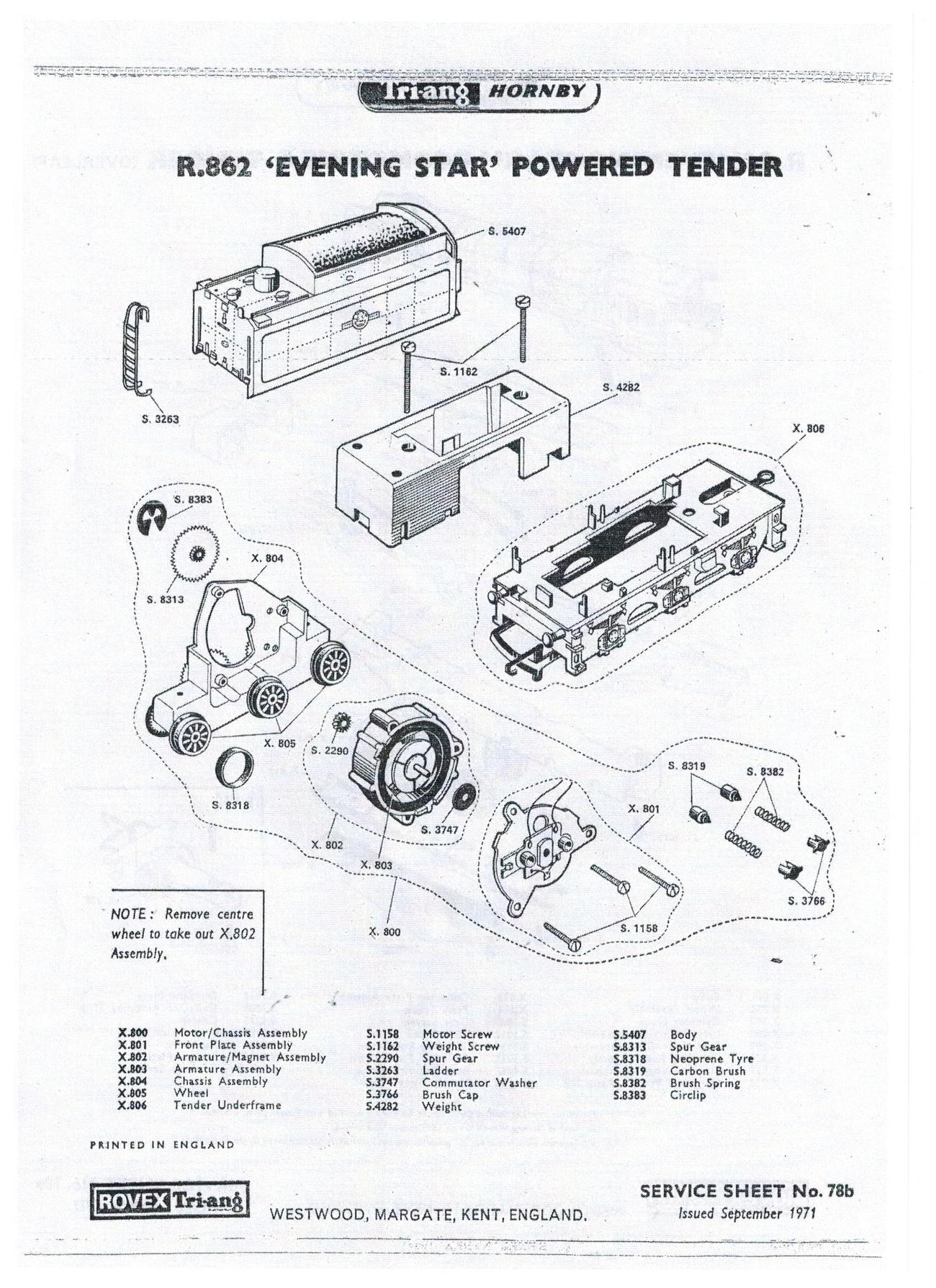 Service Sheets | Model Train Spare Parts selling Hornby Train Spare ...