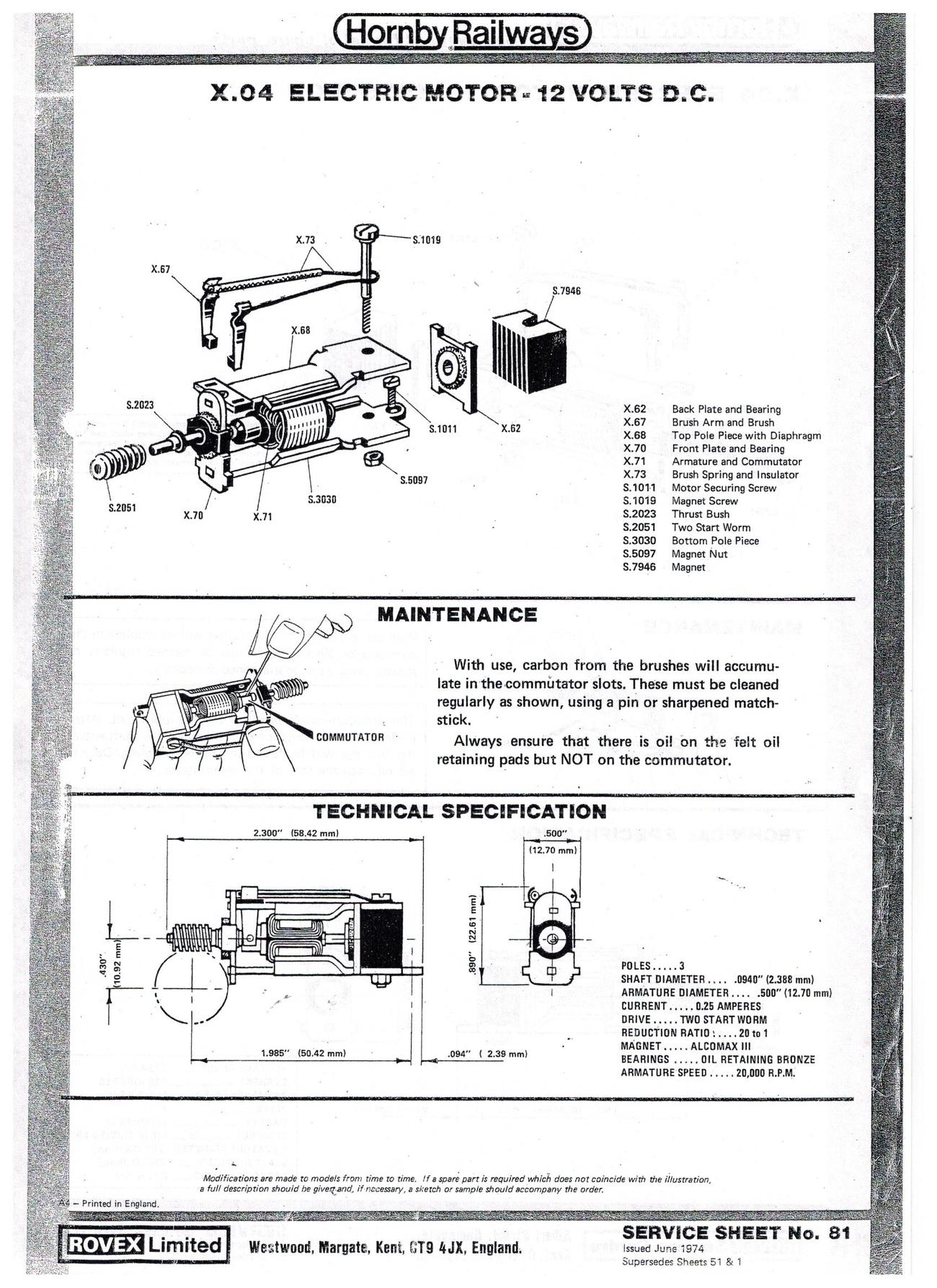 Service Sheets | Model Train Spare Parts selling Hornby Train Spare ...