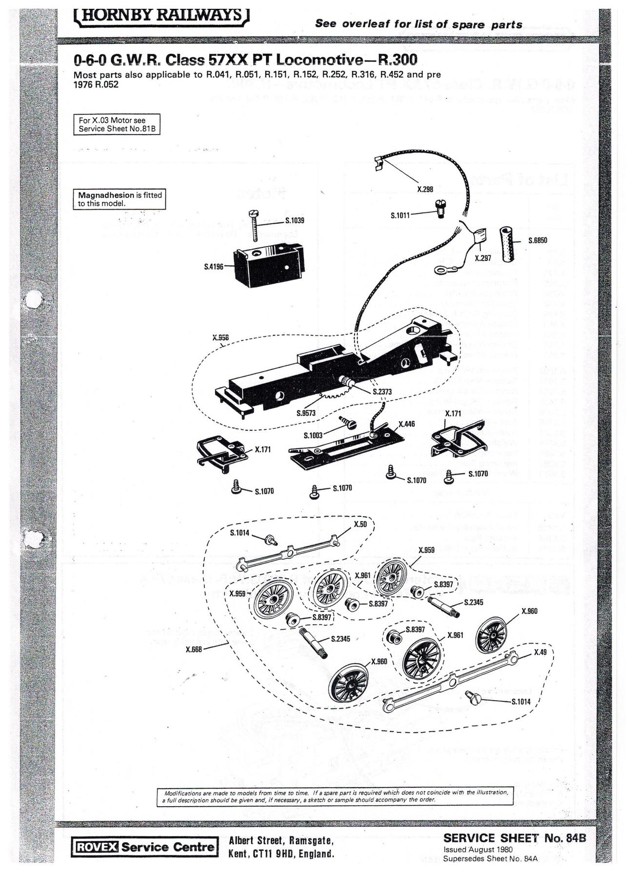 Service Sheets | Model Train Spare Parts selling Hornby Train Spare ...