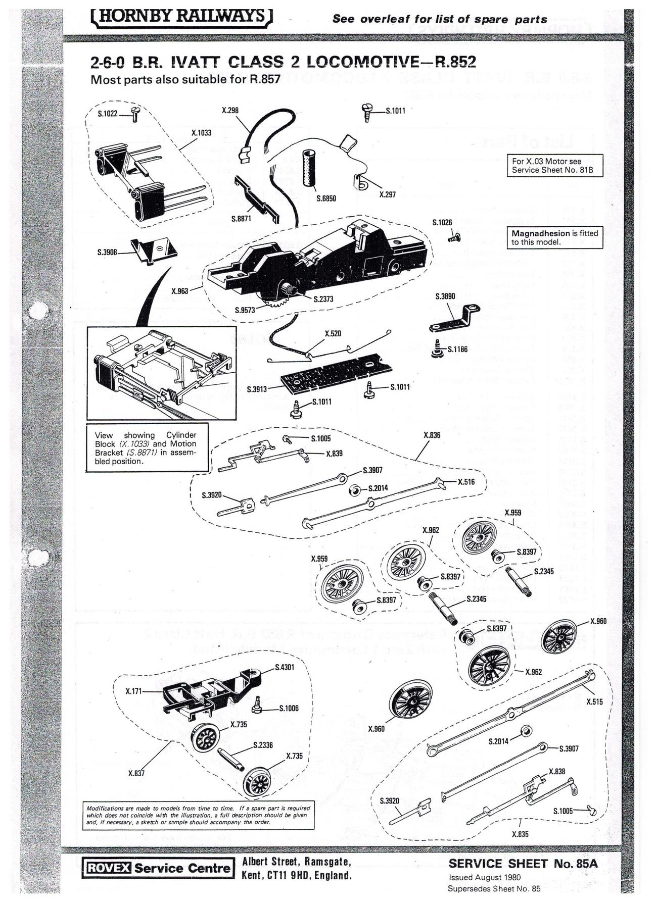 Service Sheets | Model Train Spare Parts selling Hornby Train Spare ...