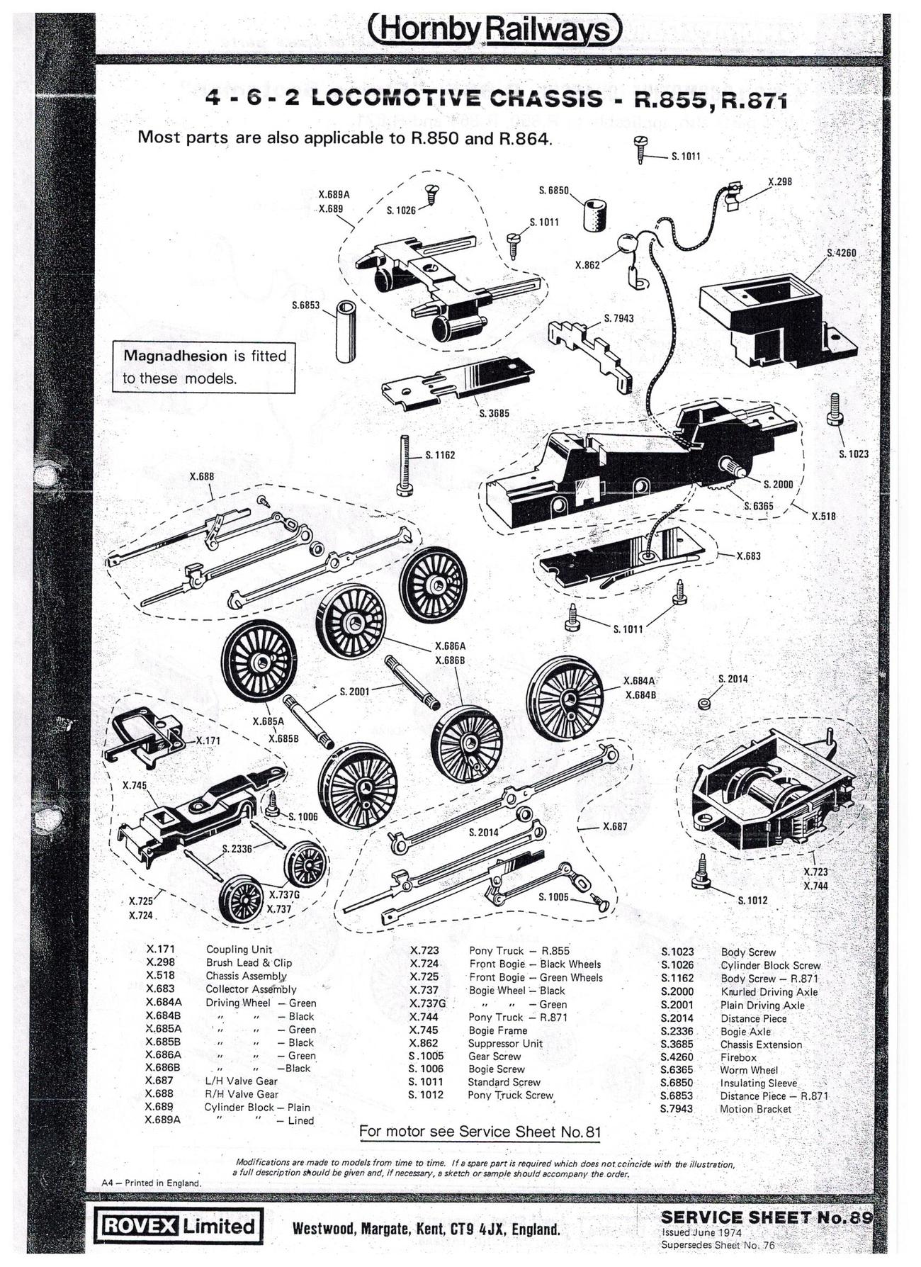 Service Sheets | Model Train Spare Parts selling Hornby Train Spare ...