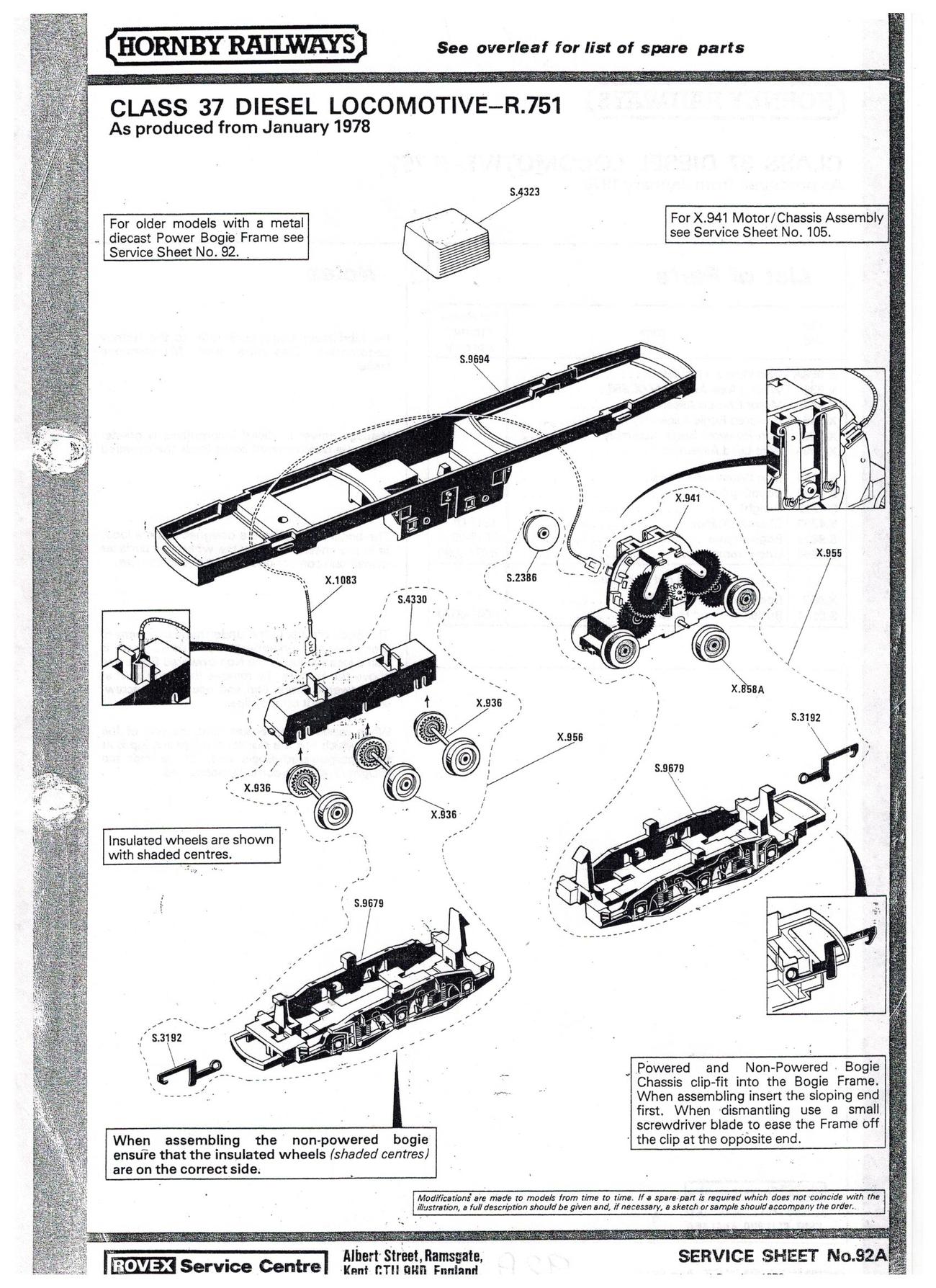 Service Sheets | Model Train Spare Parts selling Hornby Train Spare ...