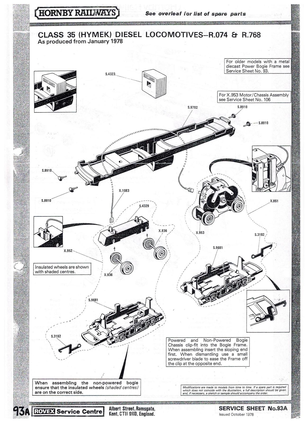 Service Sheets | Model Train Spare Parts selling Hornby Train Spare ...