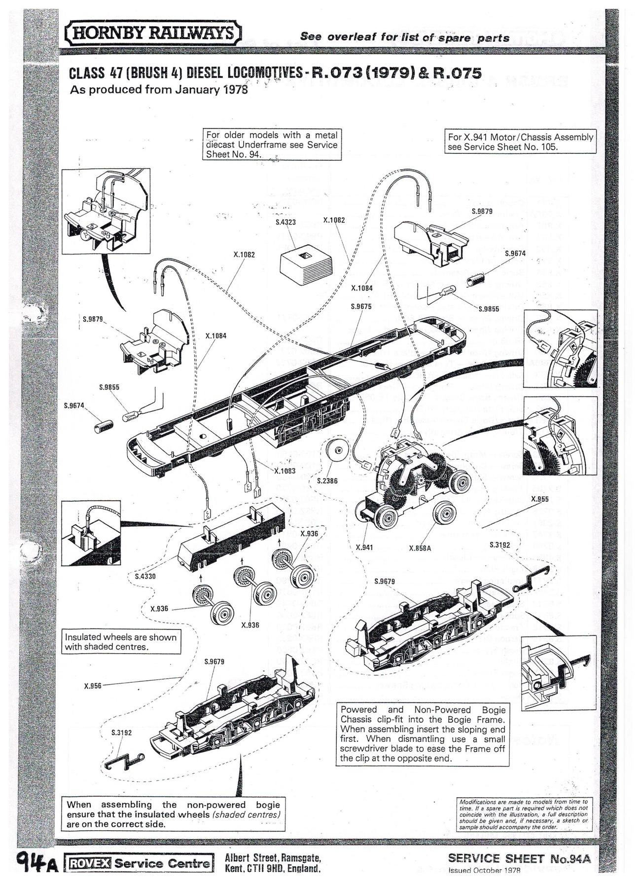 Service Sheets | Model Train Spare Parts selling Hornby Train Spare ...