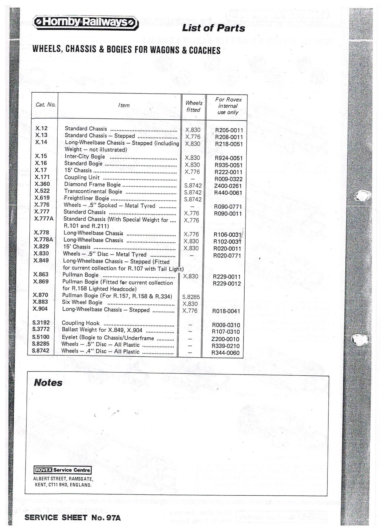 Service Sheets | Model Train Spare Parts selling Hornby Train Spare ...