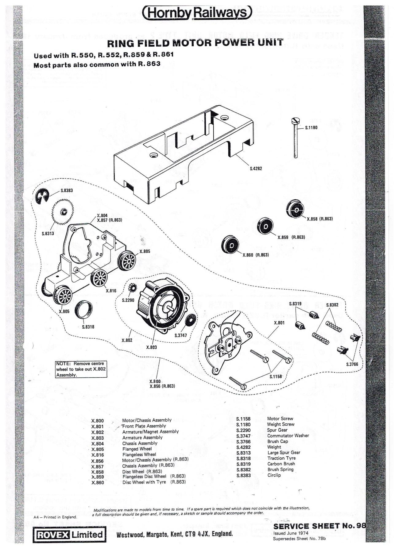 Service Sheets | Model Train Spare Parts selling Hornby Train Spare ...